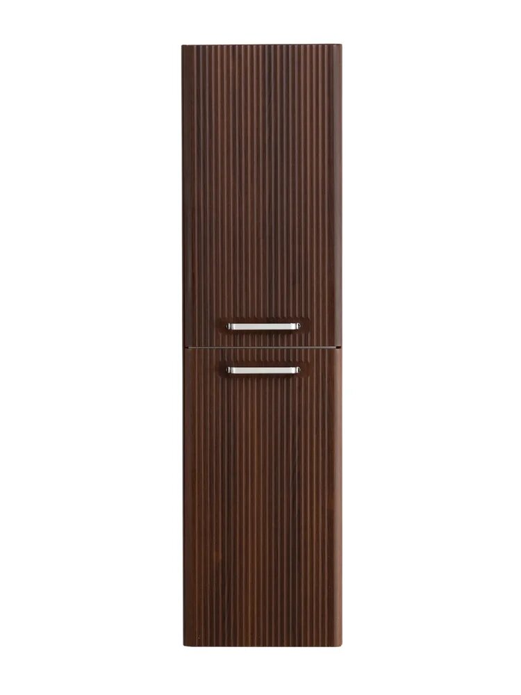 Шкаф-пенал для ванной BelBagno Due 40 подвесной, 40 см, темное дерево, матовый, с дверками, из МДФ, фурнитура хром