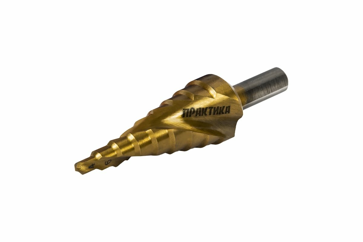 Сверло ступенчатое по металлу спиральное 4-20мм шаг 2мм 3-х гранн хвост 8мм ПРАКТИКА