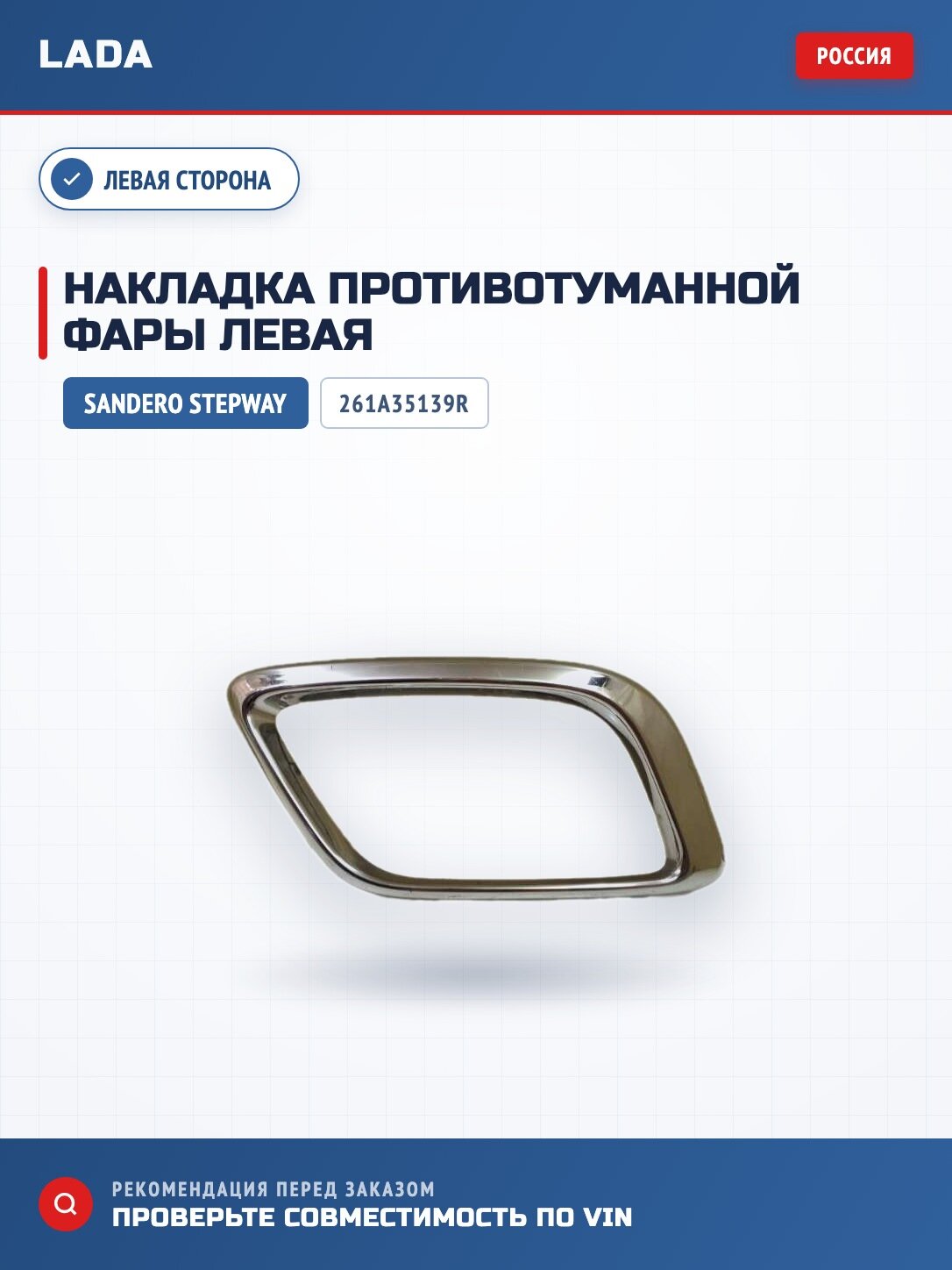 Накладка передней противотуманной фары левая Renault Sandero Stepway