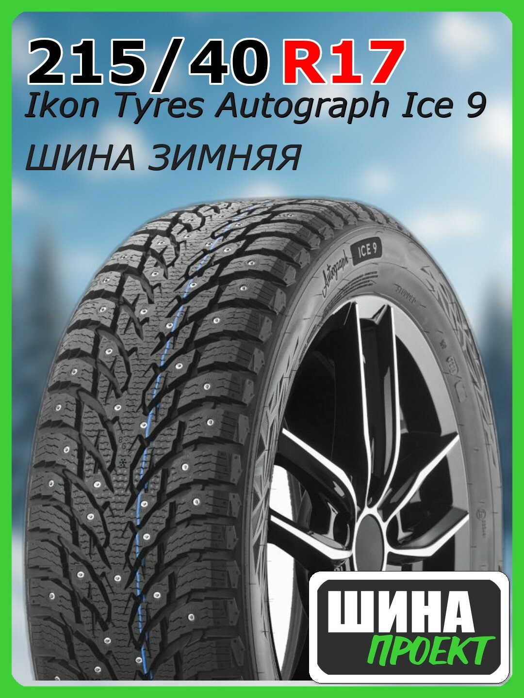 Шина зимняя шипованная Ikon Tyres 215/40/17 T 87 Ikon Autograph Ice 9 XL Ш. для легковых автомобилей TS72225