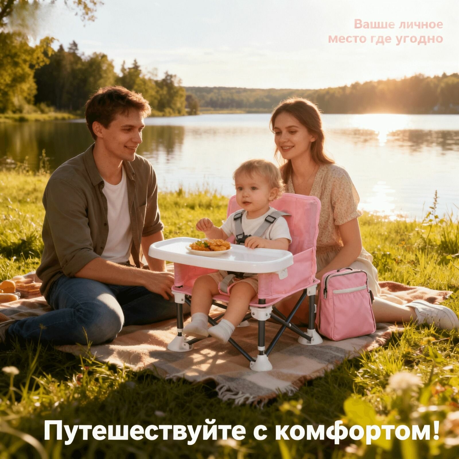 Детский складной стульчик для кормления 2 в 1, портативный стул-бустер для путешествий, пикника и дачи, со столиком и сумкой