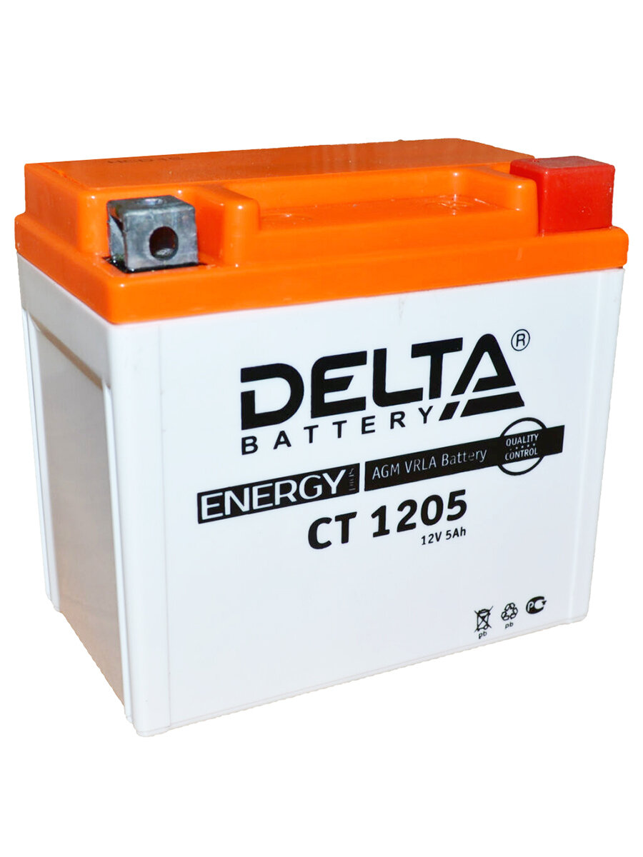 Аккумулятор 12V - 5 А/ч "Delta CT" (YTX5L-BS, YTZ7S, YT5L-BS) (CT 1205)