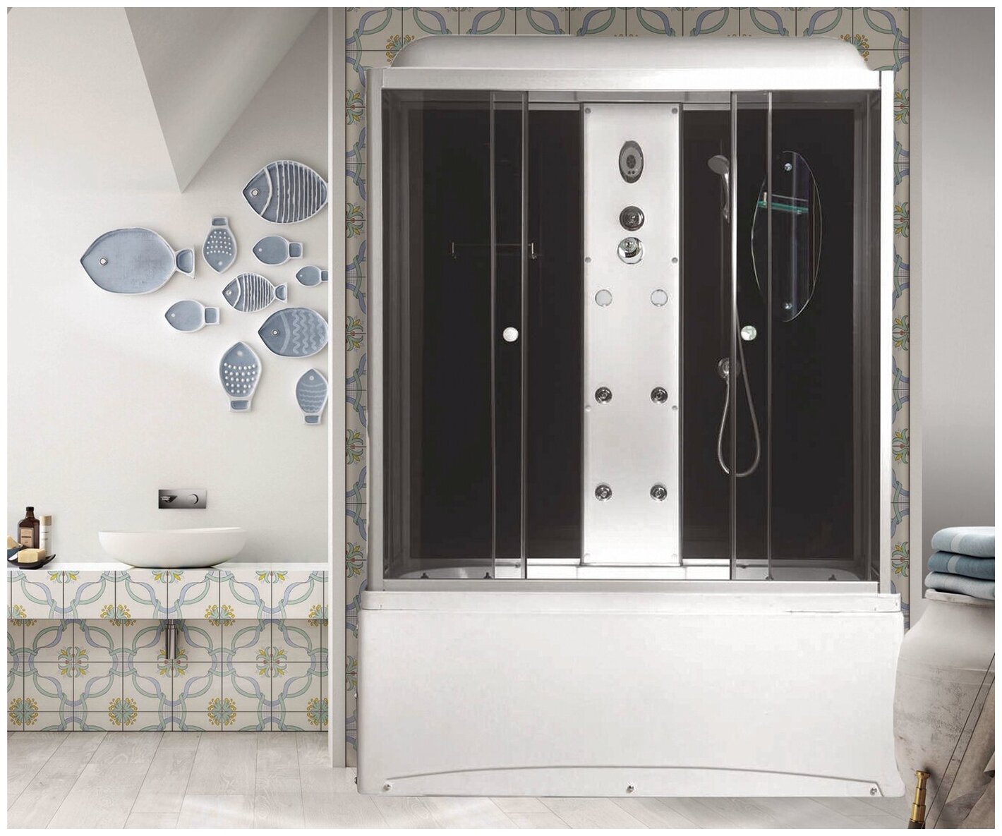 Душевая кабина Niagara NG-5150-01 (1500х700х2200) высокий поддон (56см) стекло тонированное