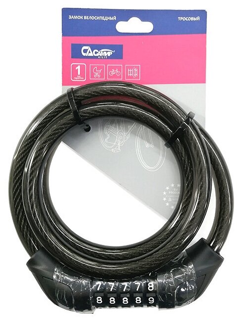 Замок велосипедный троссовый кодовый самир PD-83-100CM-CODE