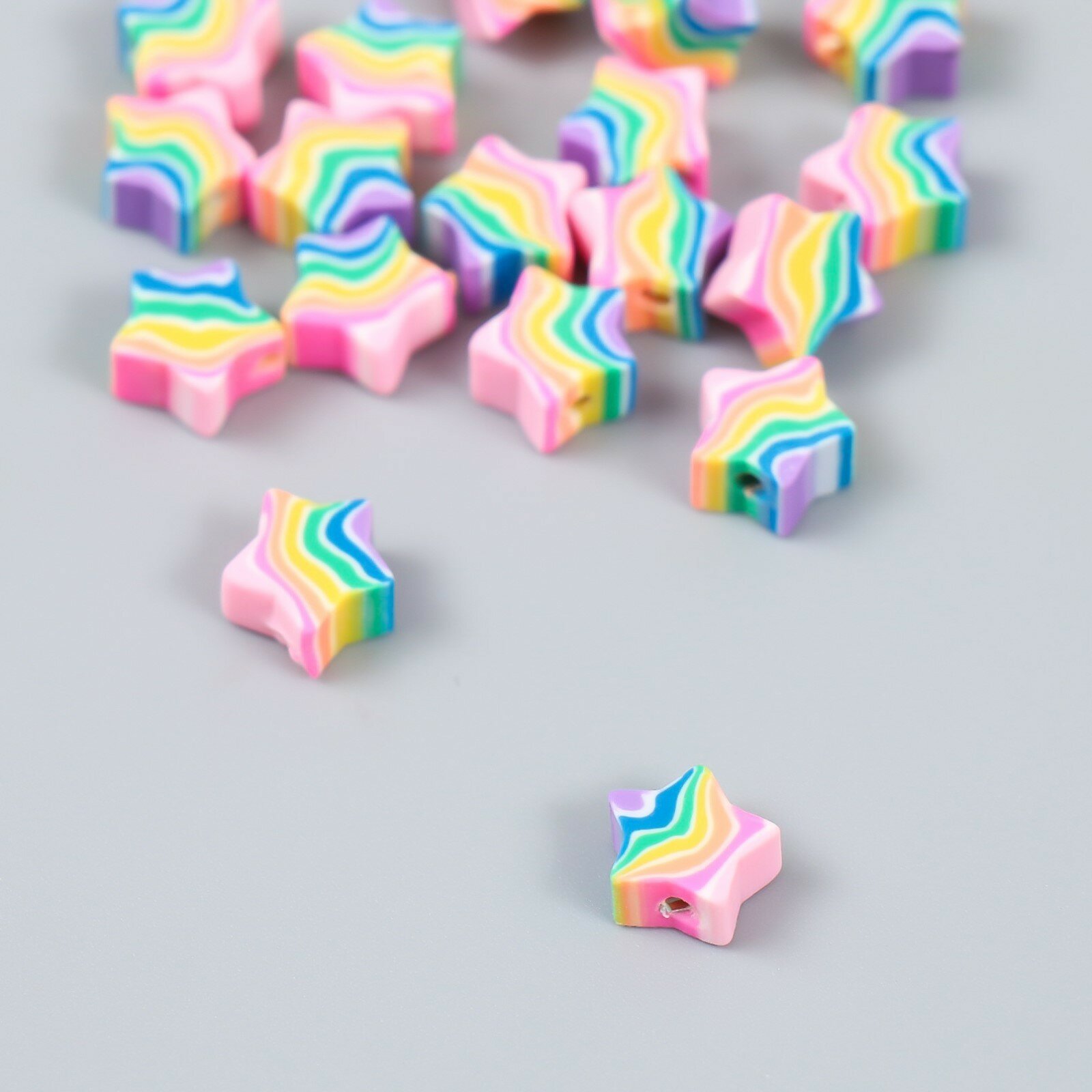 Набор бусин для рукоделия и плетения «Арт Узор. Звёздочки радуга», 20 шт, 0.5×1×1 см