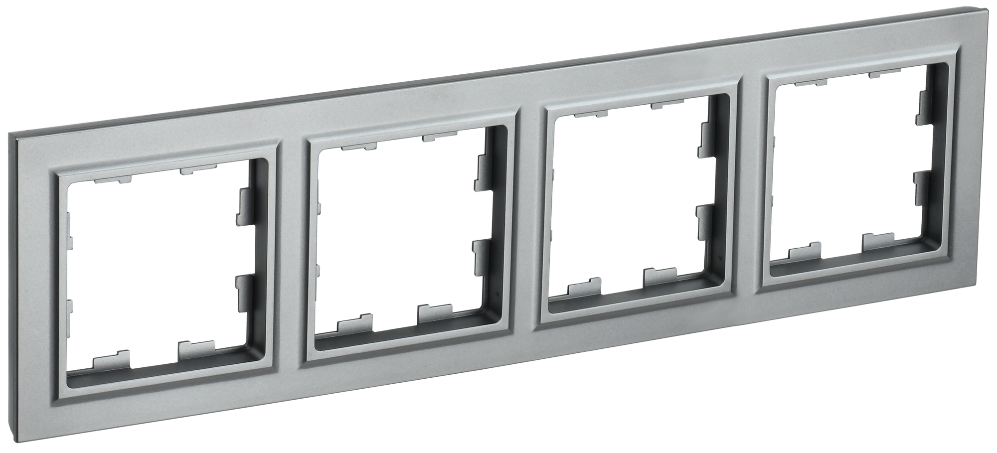 Рамка IEK BRITE RU-4-BrC, 4-постовая, термопласт, IP20, матовая, серебристая