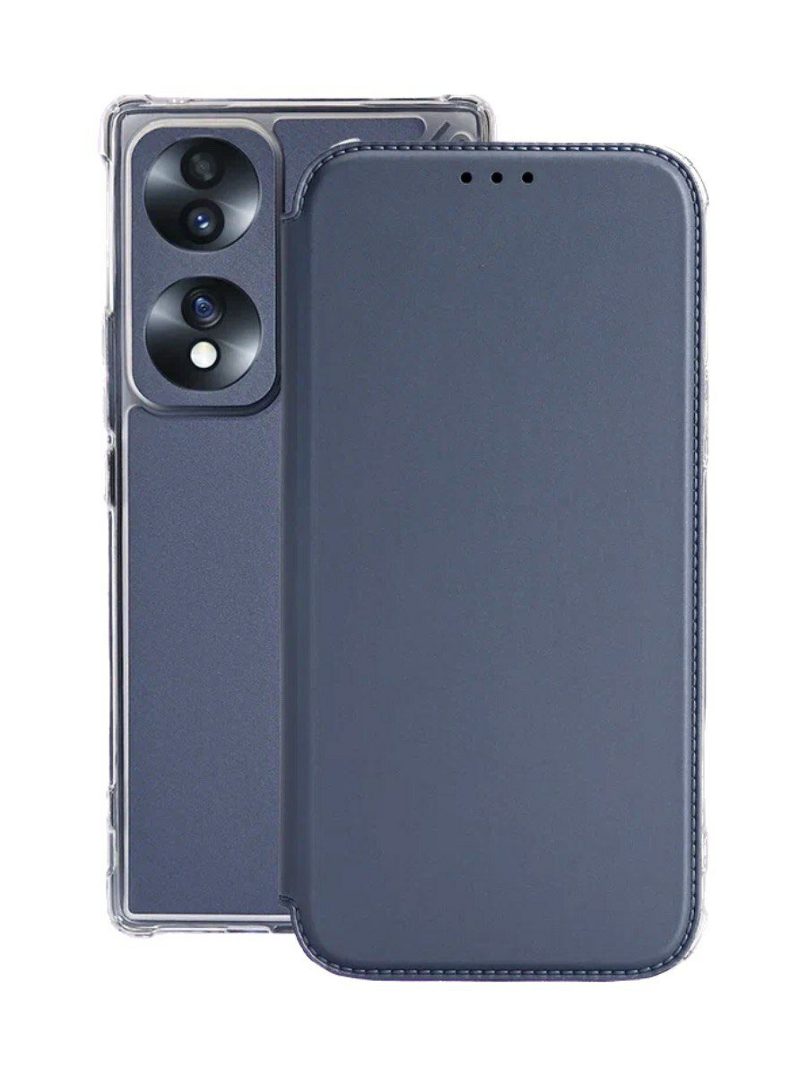 Чехол-книжка на honor 70 с противоударным бампером с усилиленными углами для хонор 70 серый