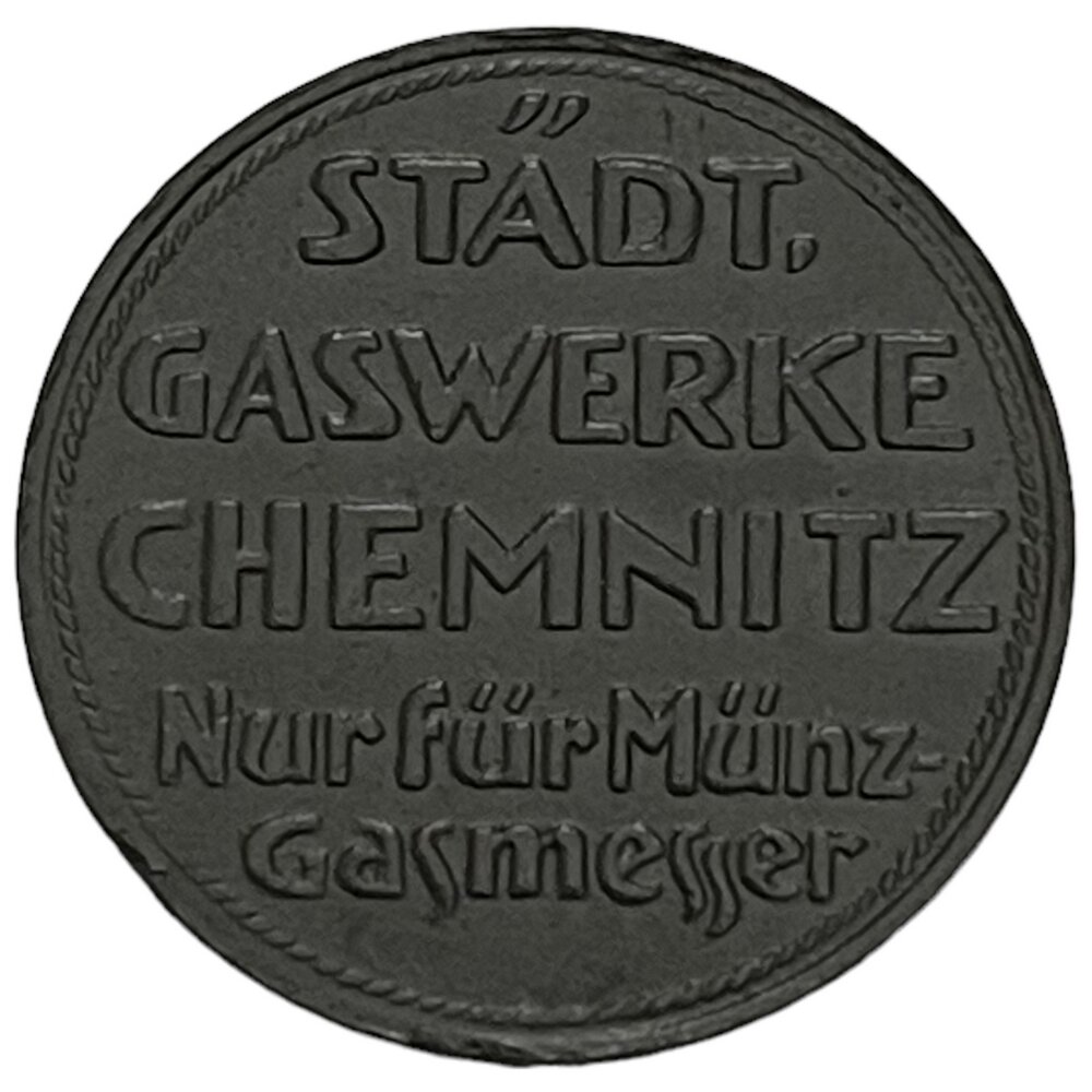 Германия, Хемниц токен для оплаты газа (газовый жетон) 1919 г. (22.2 мм.) (Без отверстия)