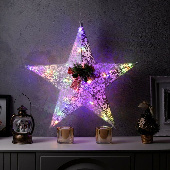 Luazon Lighting Светодиодная фигура «Звезда» 60 см, металл, 220 В, свечение мульти
