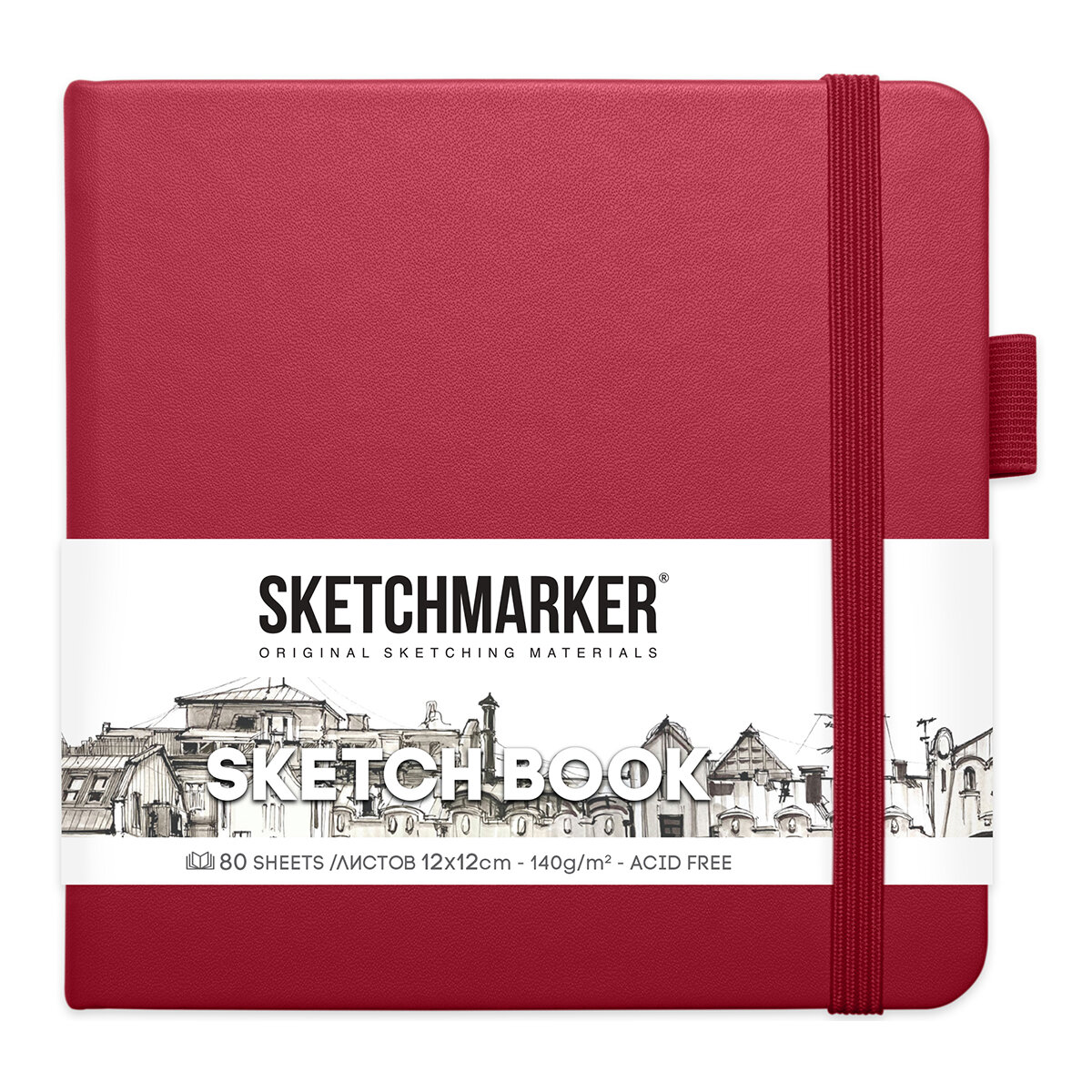 SKETCHMARKER Блокнот для зарисовок 140 г/м2 A5 12x12 см твердый переплет 80 л фуксия