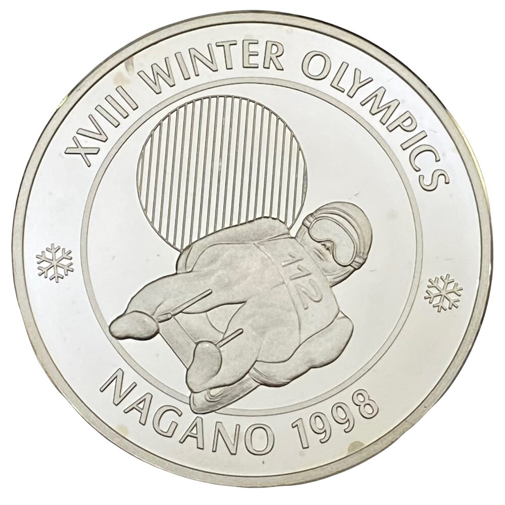 Германия, настольная медаль "Олимпиада в Нагано. Санки" (с сертификатом №0124) 1998 г.