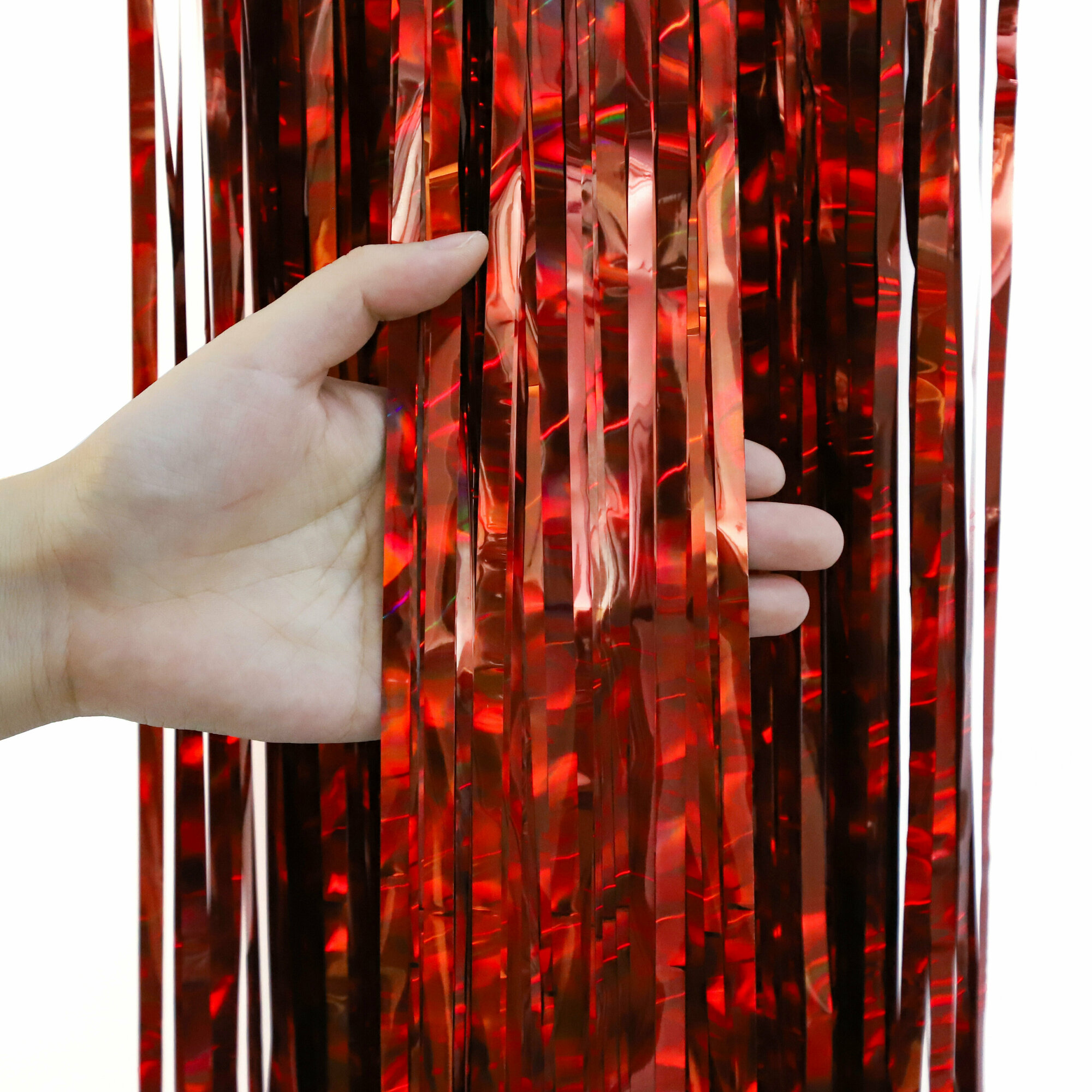 Занавес Дождик Электрик, Красный, Голография, 100x200 см, 1