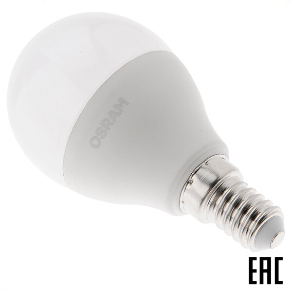 Лампа 7Вт 79620 LVCLP60 7SW/830 230V FR E14 560Лм 3000К светодиодная "шарик" т/б свет OSRAM (4 шт. в комплекте)