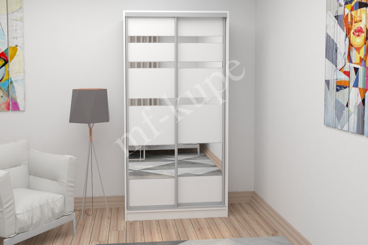 Шкаф купе, для одежды Кардинал 2, МФ-Купе, 160х60х220, белье/платье, цвет белый