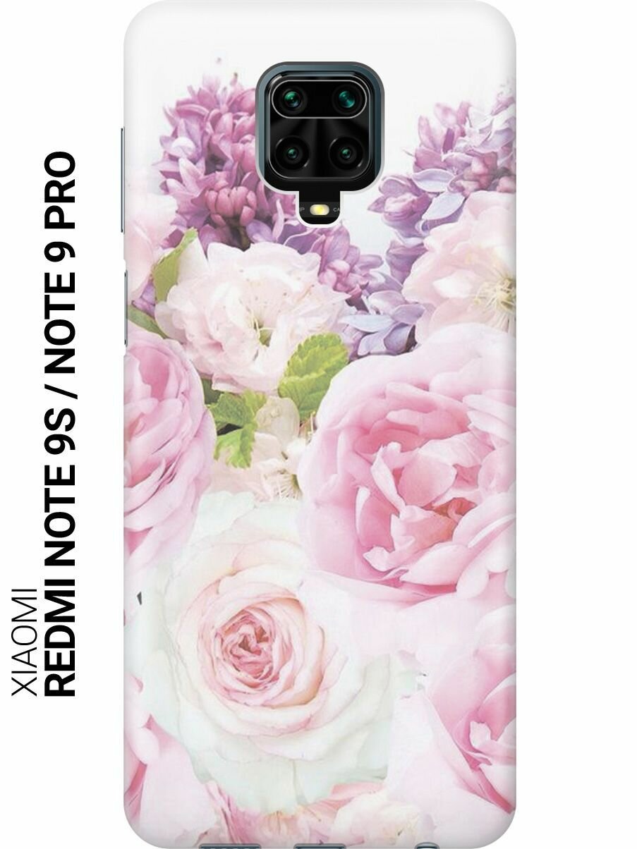 Силиконовый чехол на Xiaomi Redmi Note 9s, Note 9 Pro, Сяоми Редми Ноут 9с, Ноут 9 Про с принтом "Розовый букет"