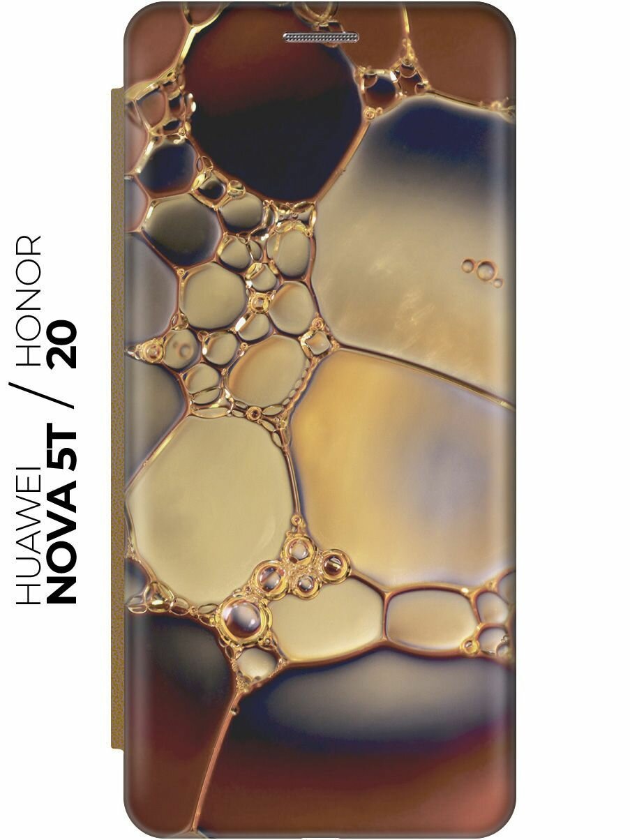 Чехол-книжка Бронзовые капли на Honor 20 / Huawei Nova 5T / Хонор 20 / Хуавей Нова 5Т золотой