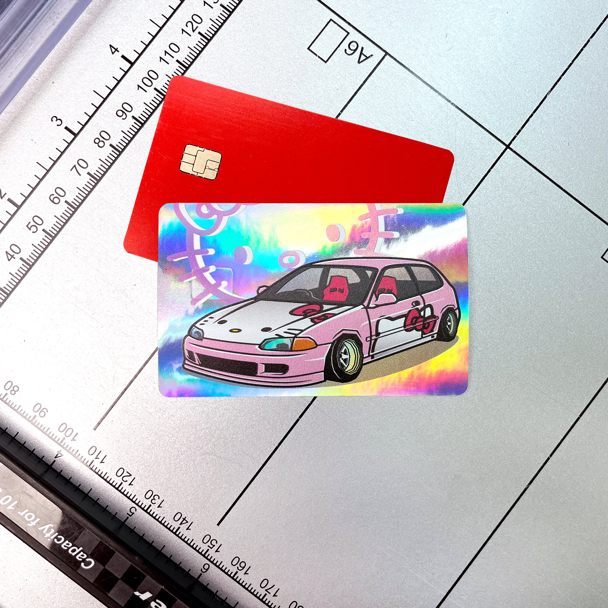 Наклейка на карту Honda Civic 5 Hello Kitty голография