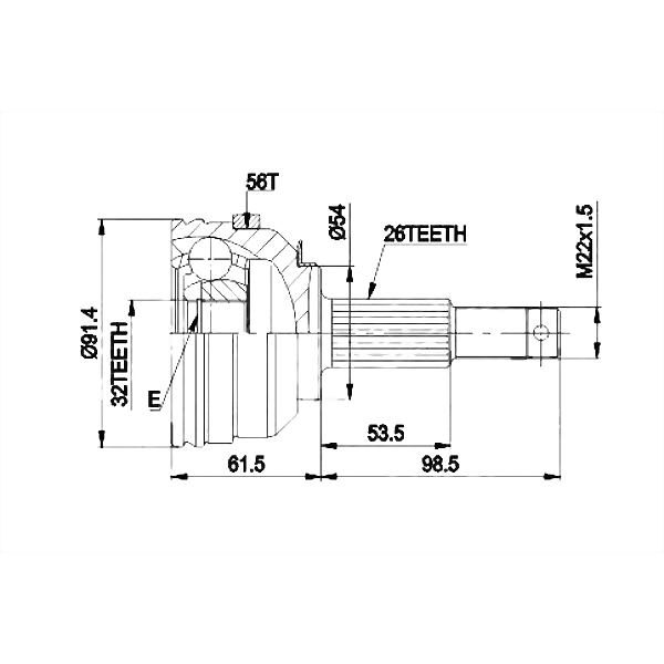 PATRON PCV9529 (04778580 / 4778580 / R2073683) шрус наружн к-кт 26x54.1x32 abs:56t chrysler: cirrus, sebring 95-99, dodge: stratus 95-99,
