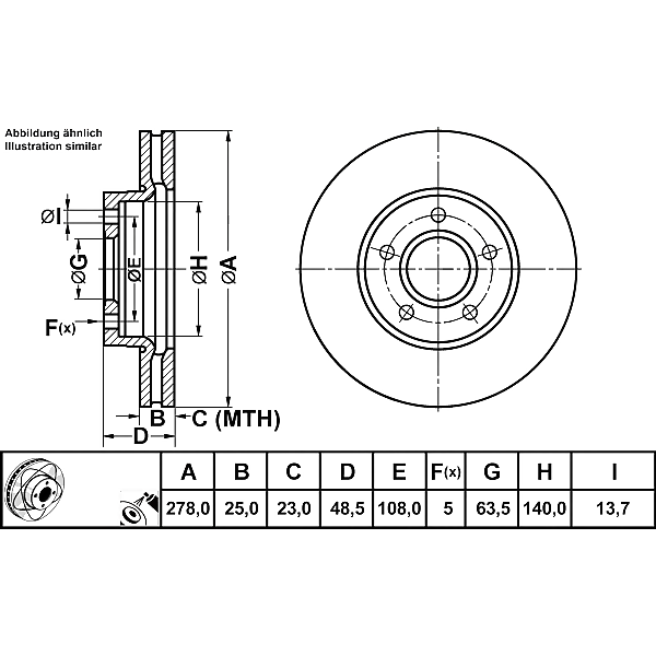 ATE 24.0325-0117.1 (1223663 / 1223665 / 1253729) диск тормозной передн, power disc, ford: c-max 1.6 / 1.6 tdci