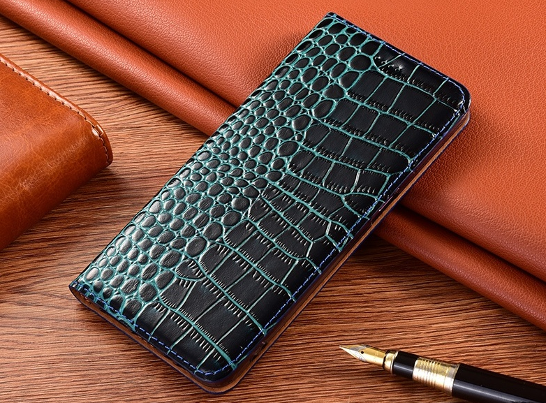 Чехол-книжка MyPads Premium Croco di lusso для realme GT Master Explorer Edition из импортной натуральной кожи теленка с фактурной прошивкой рельеф.