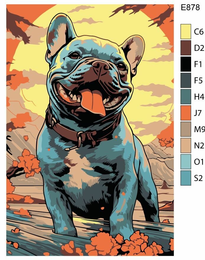 Детская картина по номерам E878 "Французский бульдог" 20x30