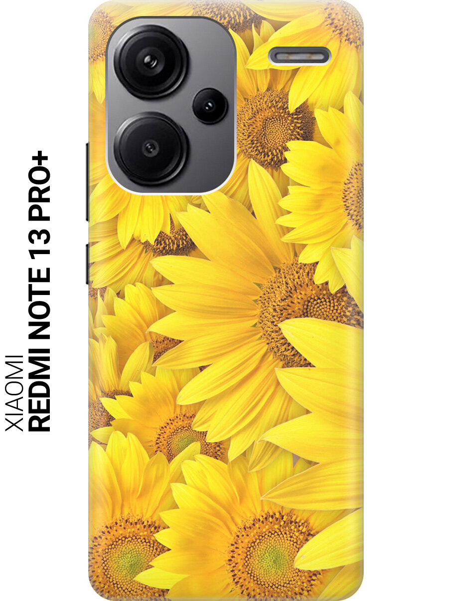 Силиконовый чехол на Xiaomi Redmi Note 13 Pro + / Сяоми Редми Ноут 13 Про + с рисунком "Море подсолнухов"