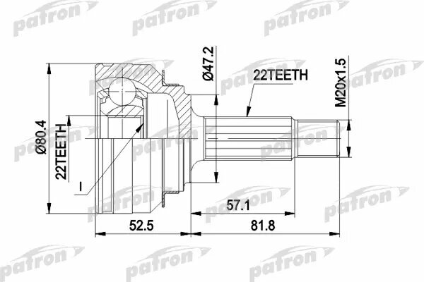 PATRON PCV1158 ШРУС наружн к-кт 22x45x22 SKODA FELICIA, FAVORIT, FORMAN