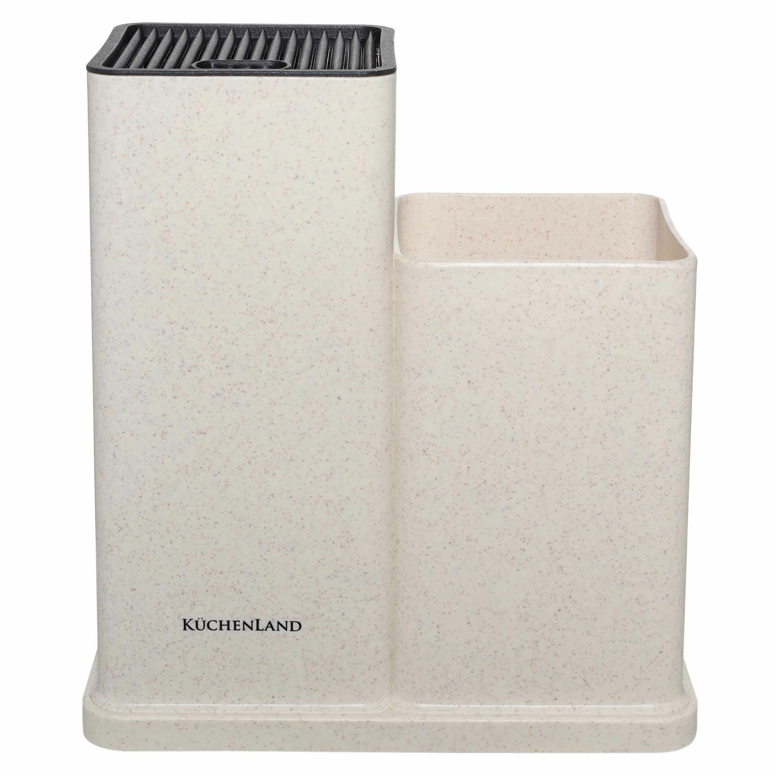 Подставка для ножей и кухонных принадлежностей, Kuchenland, 23 см, 2 отд, пластик, молочная, Speck-light
