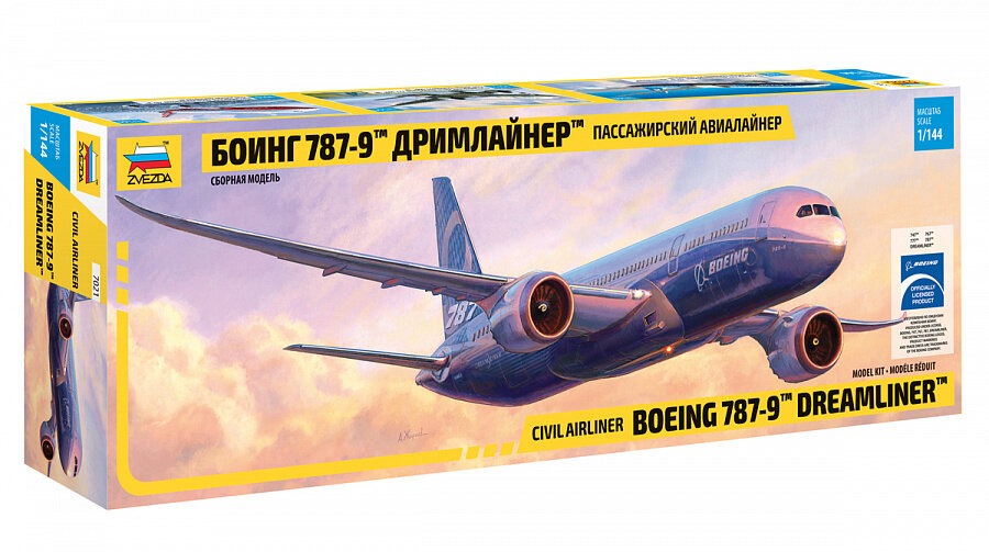 Сборная модель Пассажирский авиалайнер Боинг 787-9 "Дримлайнер" (1/144) Звезда 7021