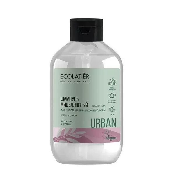 Шампунь Ecolatier "Алоэ вера & Вербена", мицеллярный, для чувствительной кожи головы, 600 мл