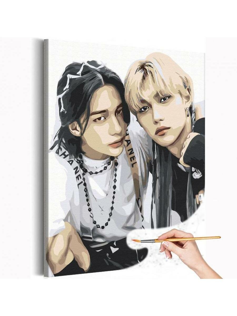 Феликс Хенджин БТС Корейская K-POP группа Hwang Hyunjin Lee Felix BTS Музыка Раскраска картина по номерам на холсте 40х50