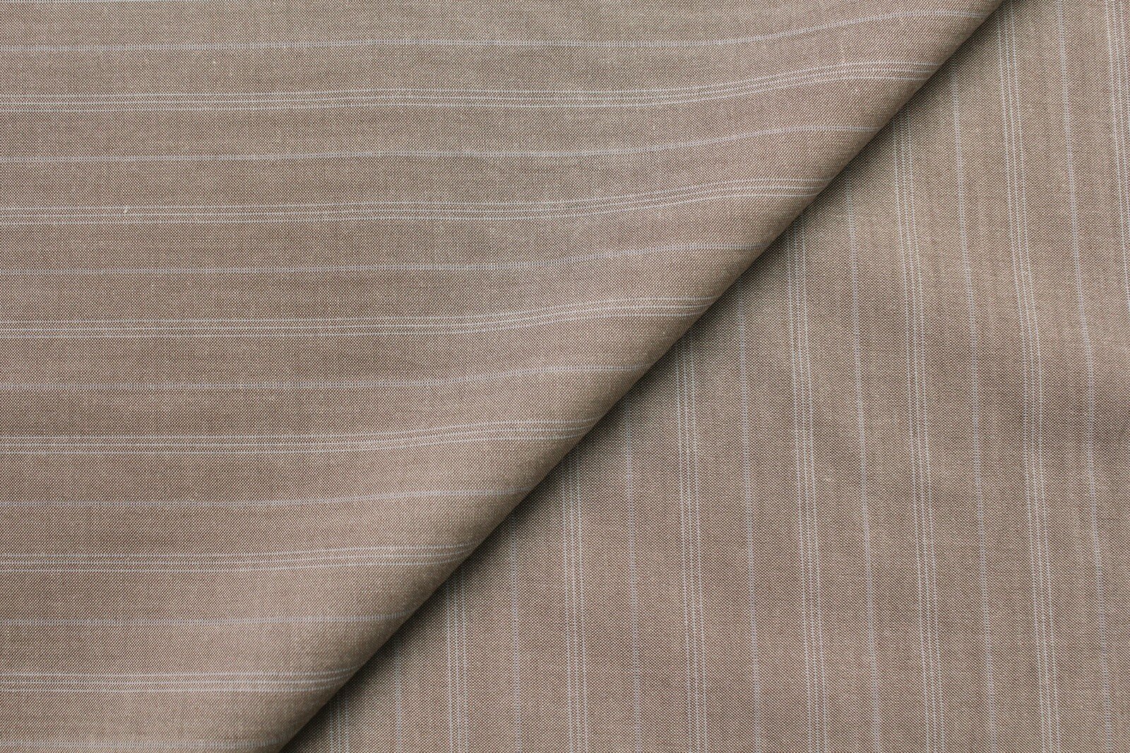 Ткань костюмная бежевая с бледно-голубой полоской, ш153см, 0,5 м