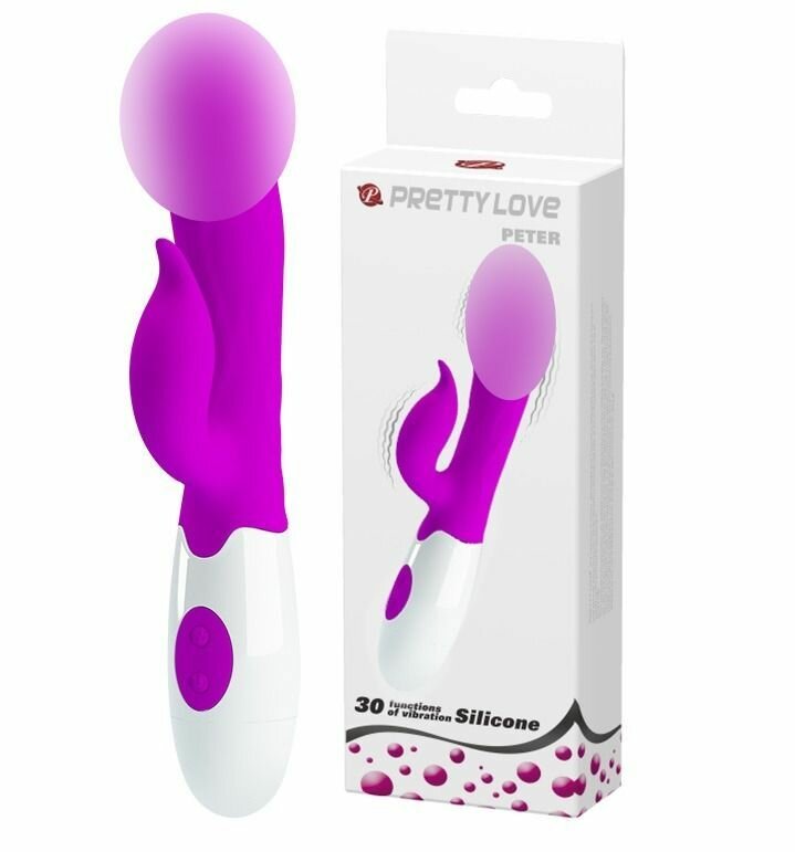 Лиловый вибратор стимулятор с 30 режимами вибрации 18+, клиторальный стимулятор для девушек и для пар - 19,2 см.