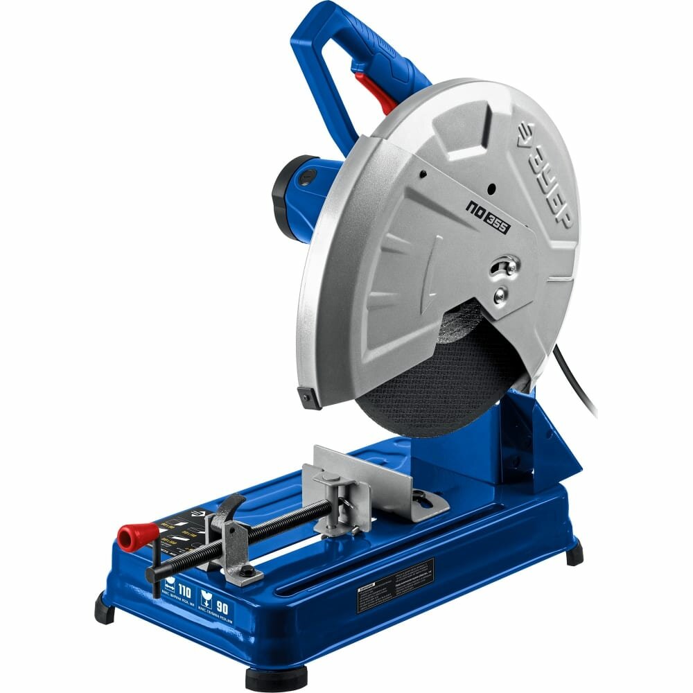 Отрезная пила ЗУБР Профессионал d 355 мм, 2400 Вт ПО-355, Пила оснащена мощным электродвигателем и надежным редуктором