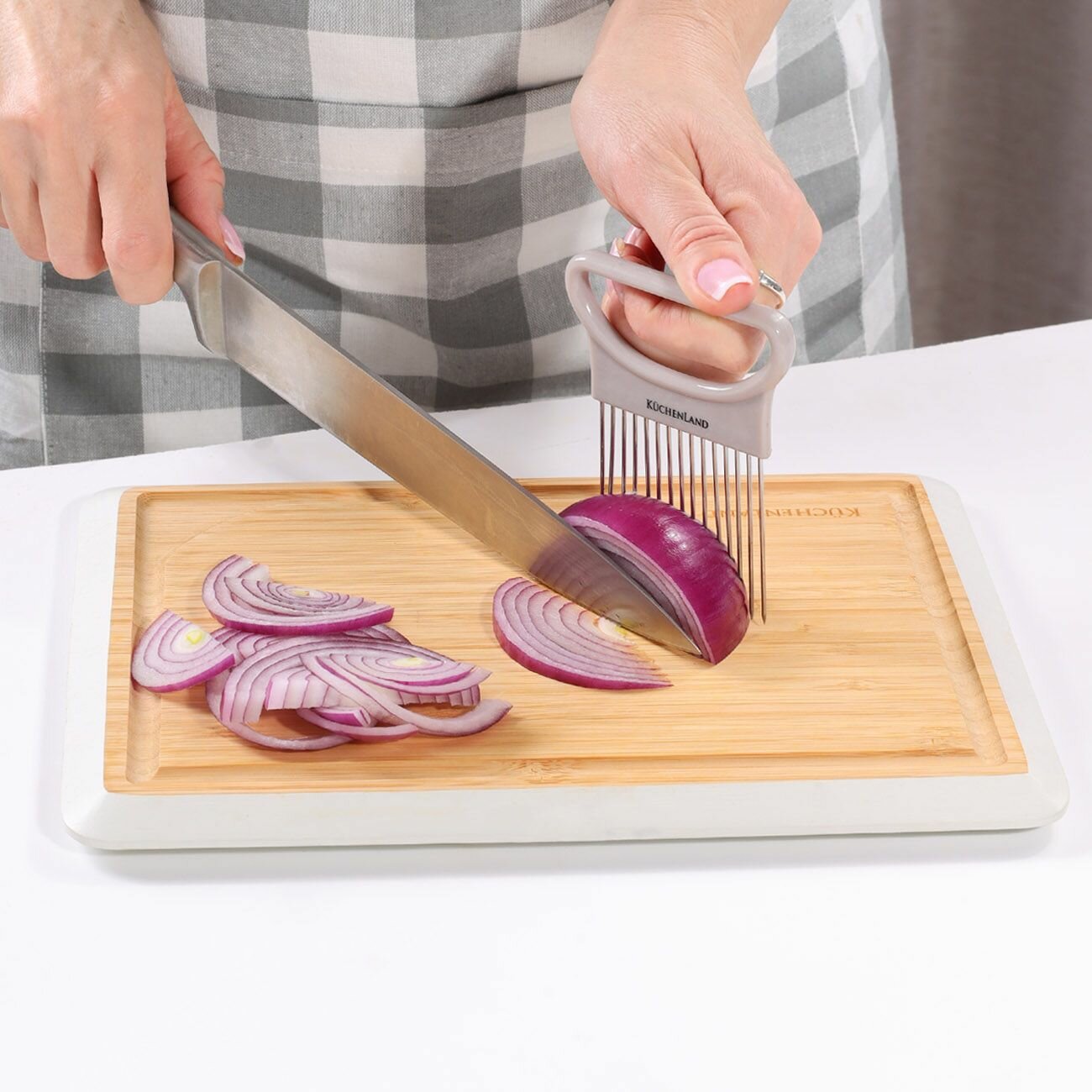 Держатель для нарезки лука, 11х8 см, пластик/сталь, бежевый, Soft Kitchen, Kuchenland