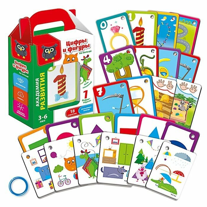 Настольная игра Vladi Toys "Карточки на кольце "Цифры и фигуры" (VT5000-02)