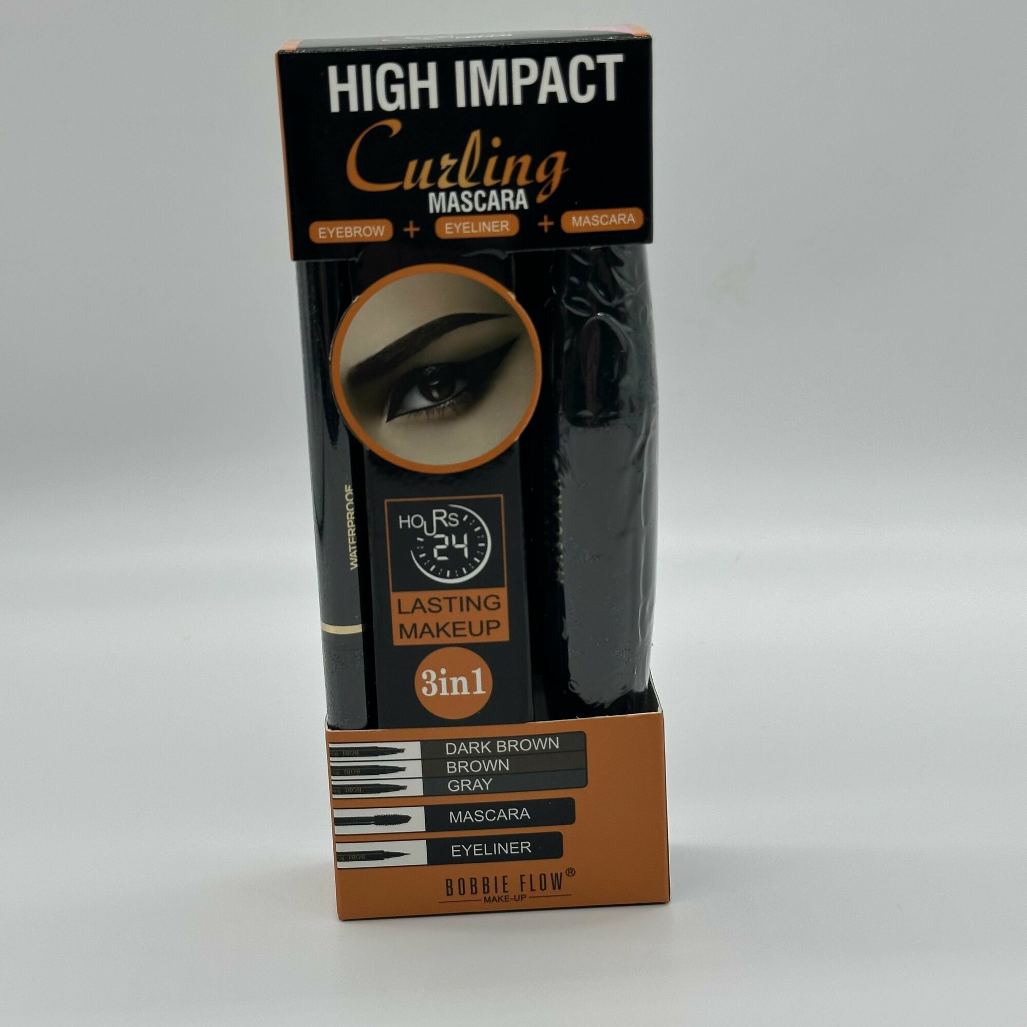 BOBBIE FLOW Набор для макияжа глаз и бровей 3 в 1 dark brown