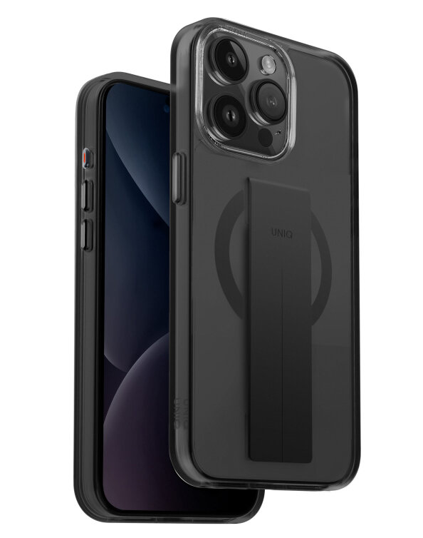 Защитный чехол Uniq Heldro Mount MagSafe с ремешком для iPhone 15 Pro Smoke