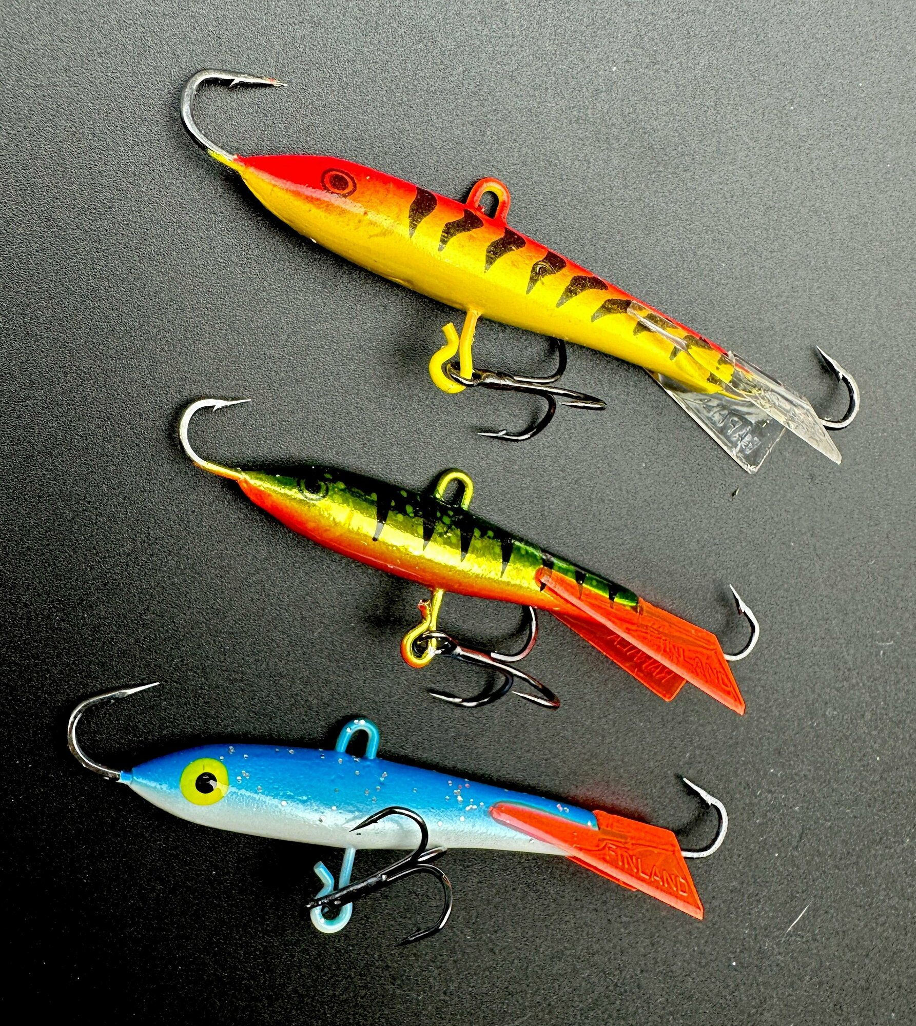 Набор из 3 балансиров 9 гр 65 мм, 14 гр 70 мм и 18 гр 75 мм для зимней рыбалки на хищника: окунь, щуку, судак