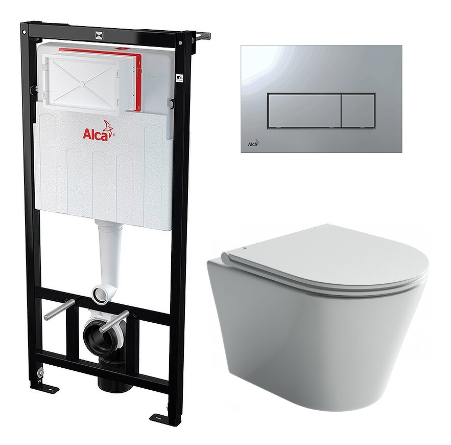 Комплект 3 в 1 инсталляция AlcaPlast + Унитаз подвесной Ceramica Nova Forma CN3011 + кнопка хром