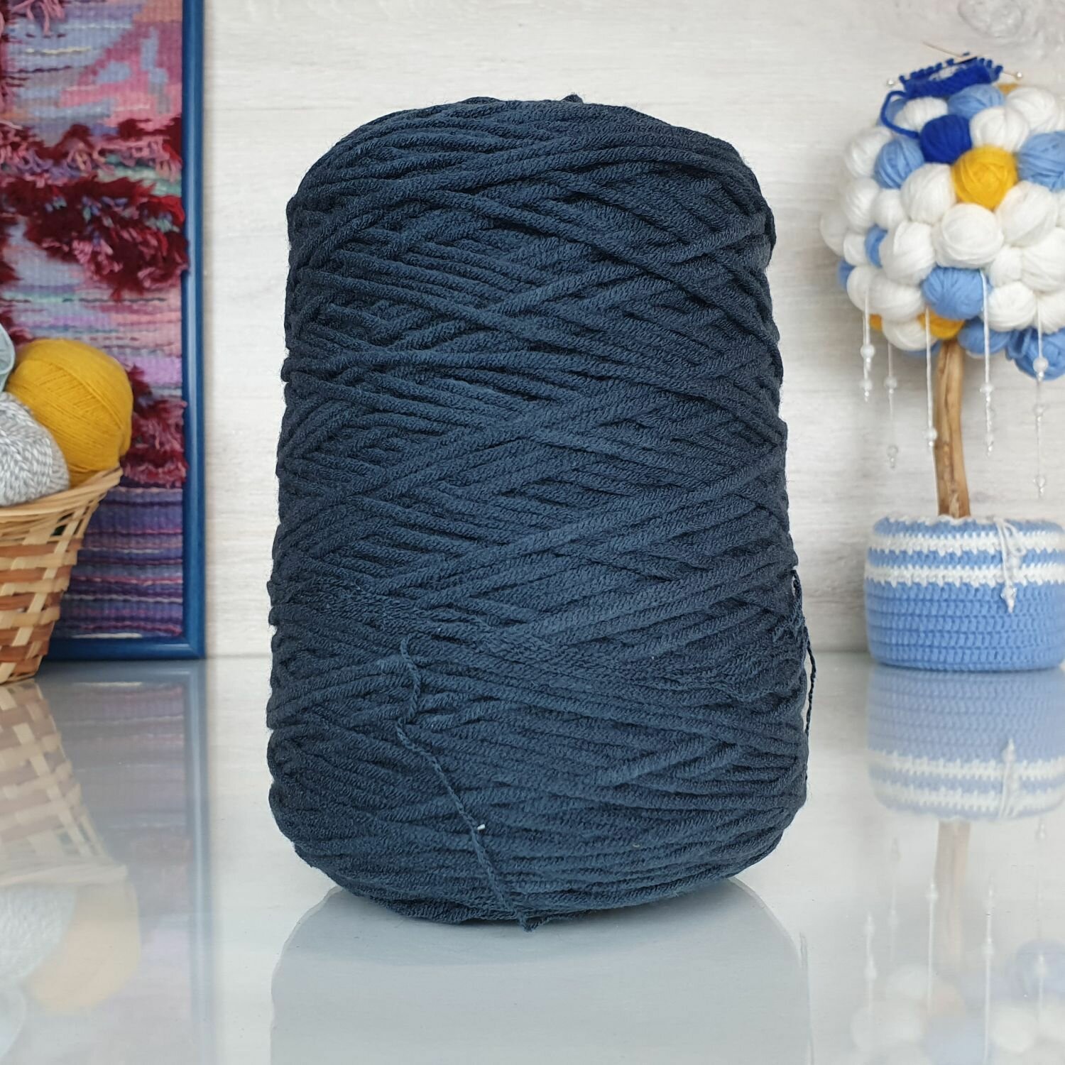 Пряжа MALIK HOBBY Соловей, тафтинг, тём. серый - 14, 100% акрил, 1 бобина, 400 г, 400 м.