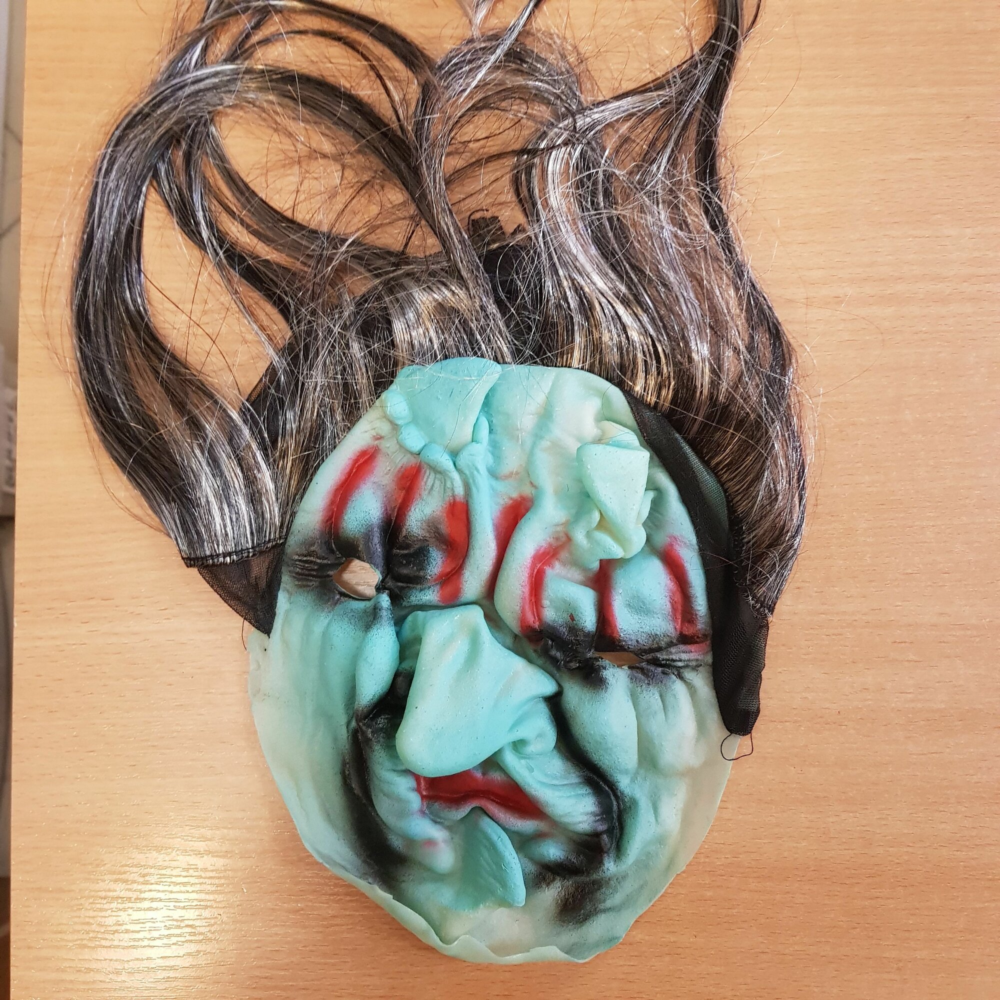 Маска карнавальная "Страшная" латекс, с волосами, 20х21см 1155