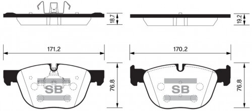 Колодки тормозные передние Sangsin Brake SP2172, 4шт