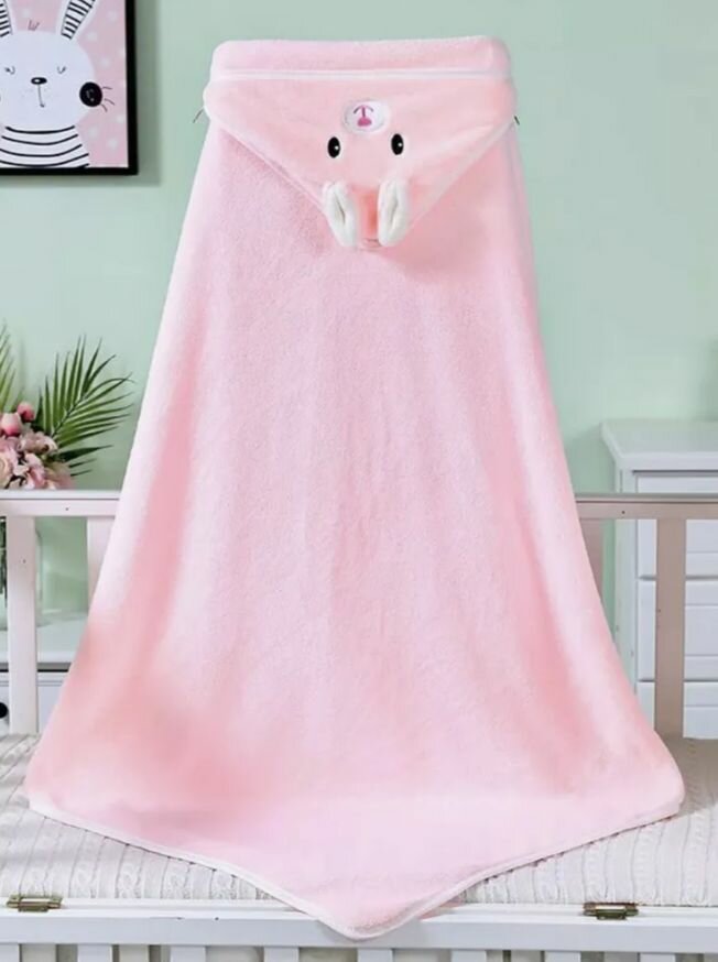 Полотенце-уголок махровое детское 80х80 см пончо с капюшоном