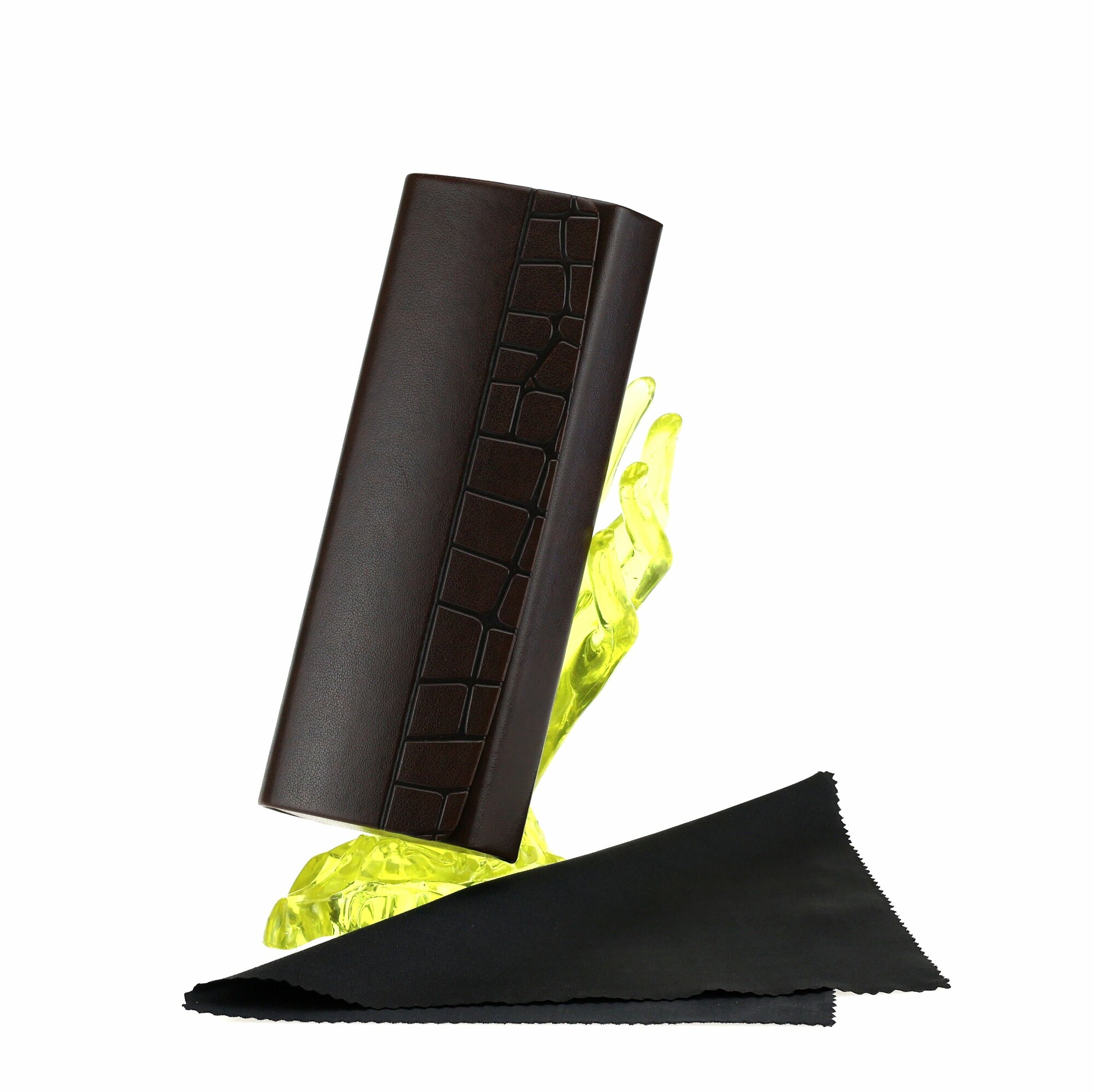 Коричневый футляр для очков шкатулка на магните