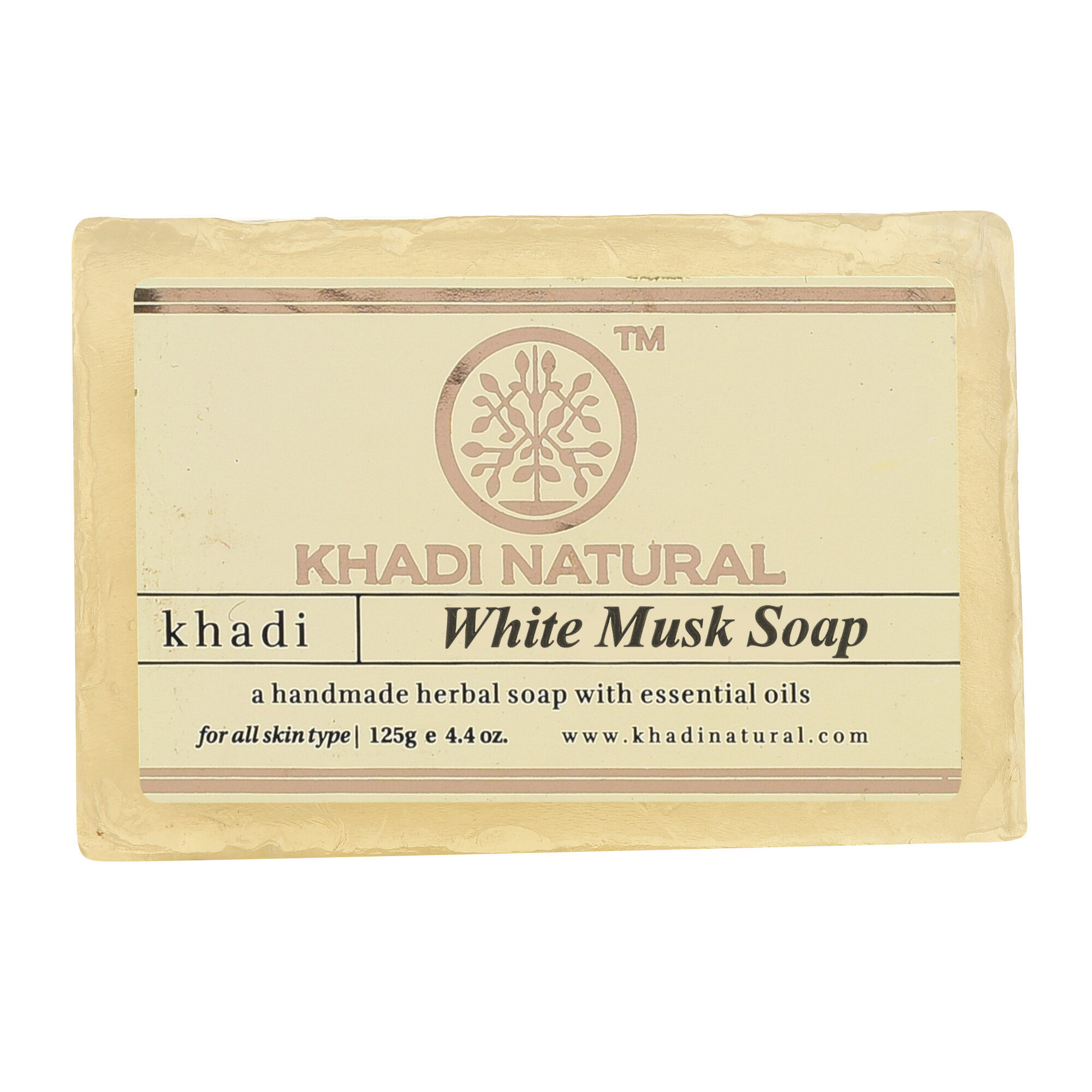 WHITE MUSK Handmade Herbal Soap With Essential Oils, Khadi Natural (белый мускус Мыло ручной работы с эфирными маслами, Кхади), 125 г.