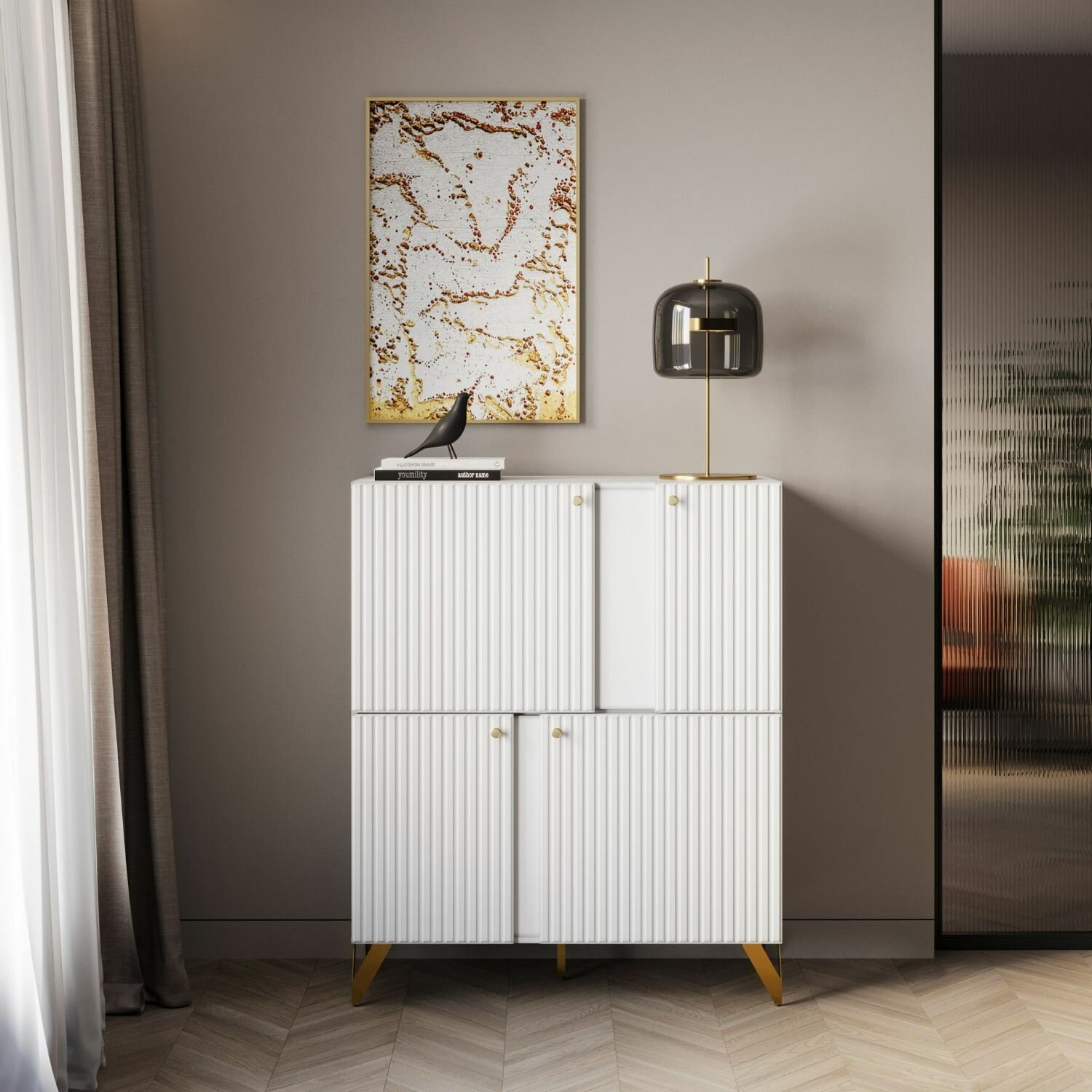 НК мебель комод RENO КД-2 104.2х42.6x127 см Белый