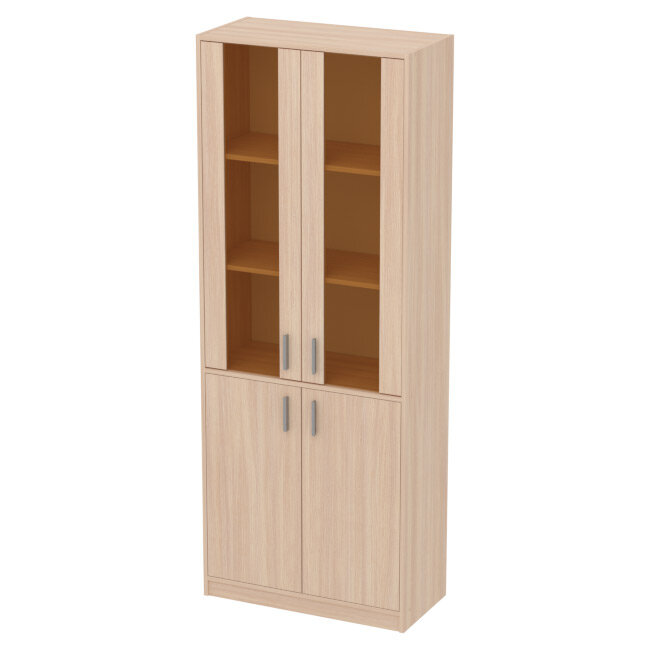 Шкаф Меб-фф Офисный шкаф ШБ-3+ДВ-62+С-28М тон. бронза цвет Дуб Молочный 77/37/200 см