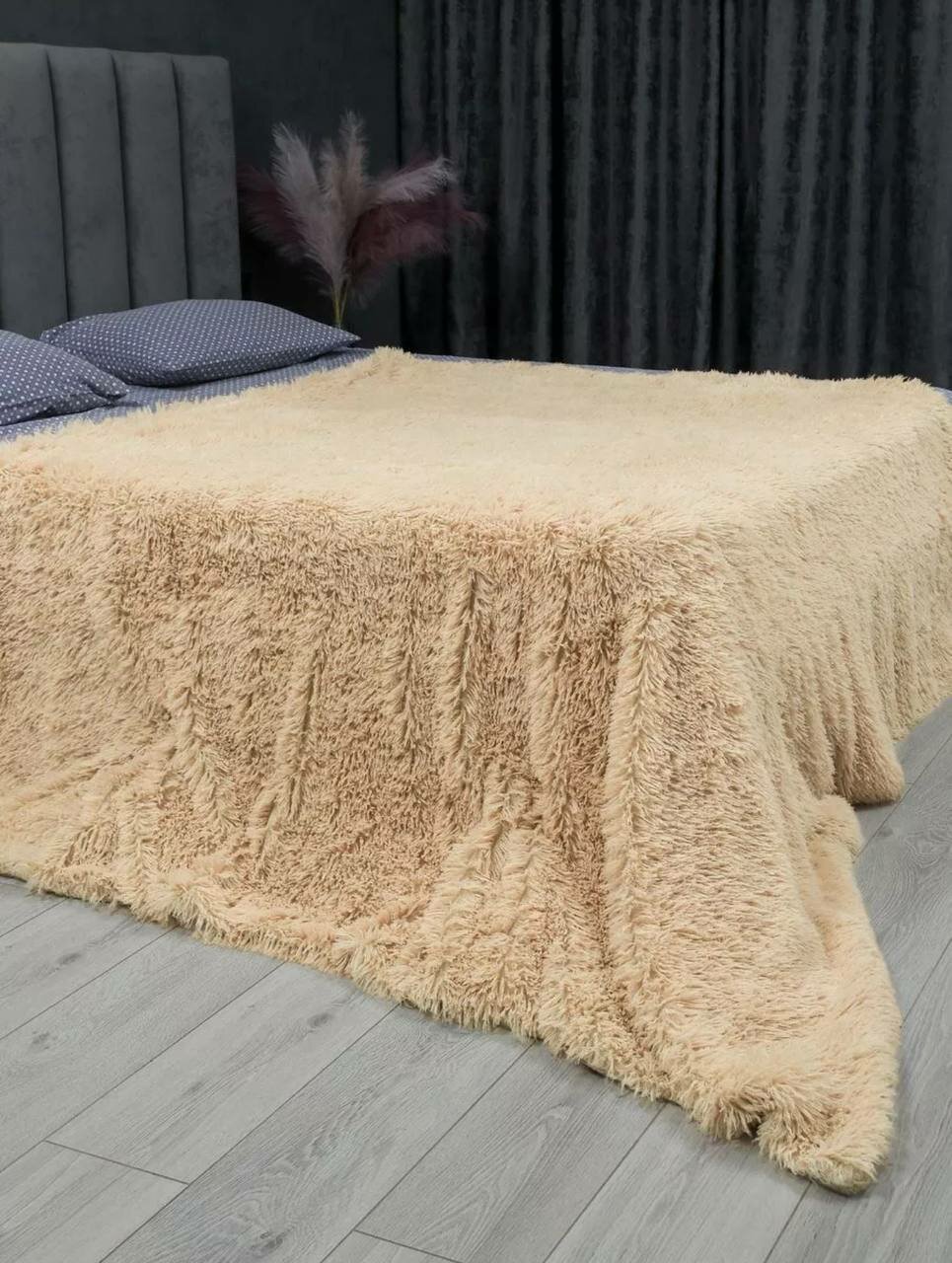 Плед "Травка" размером 220х240 см, пушистый искусственный мех