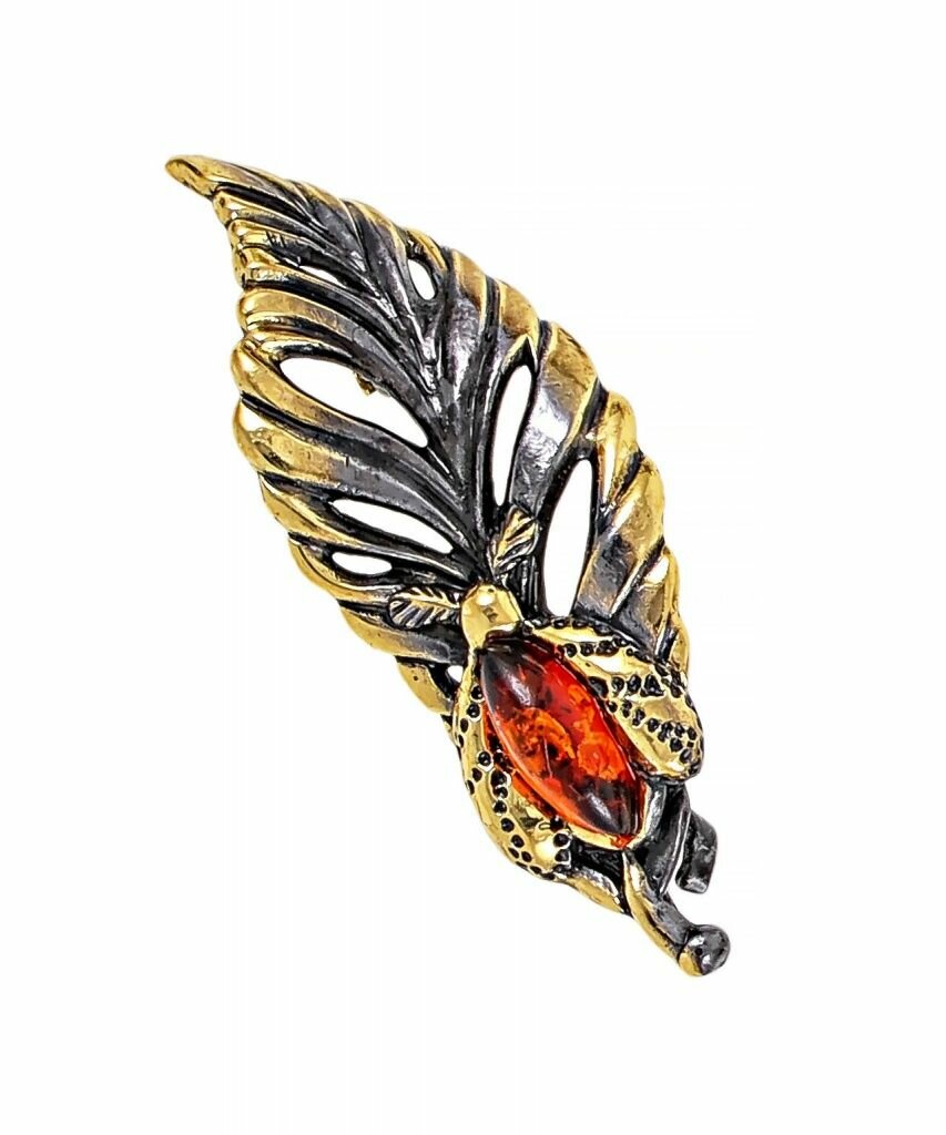 Брошь, янтарь